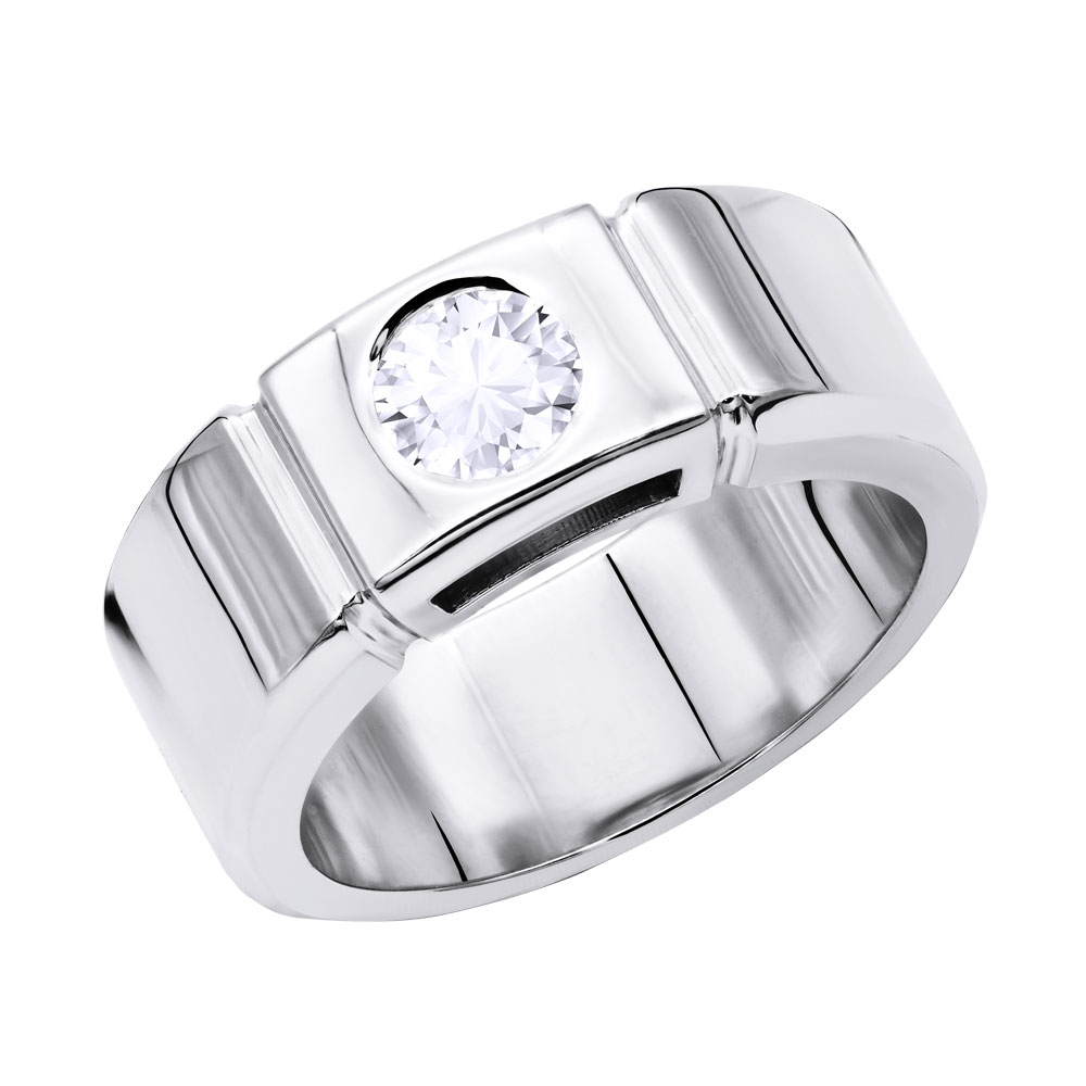 Men's Solitaire Diamond Wedding Band 14K White Gold 0.8t 018259 - ItsHot