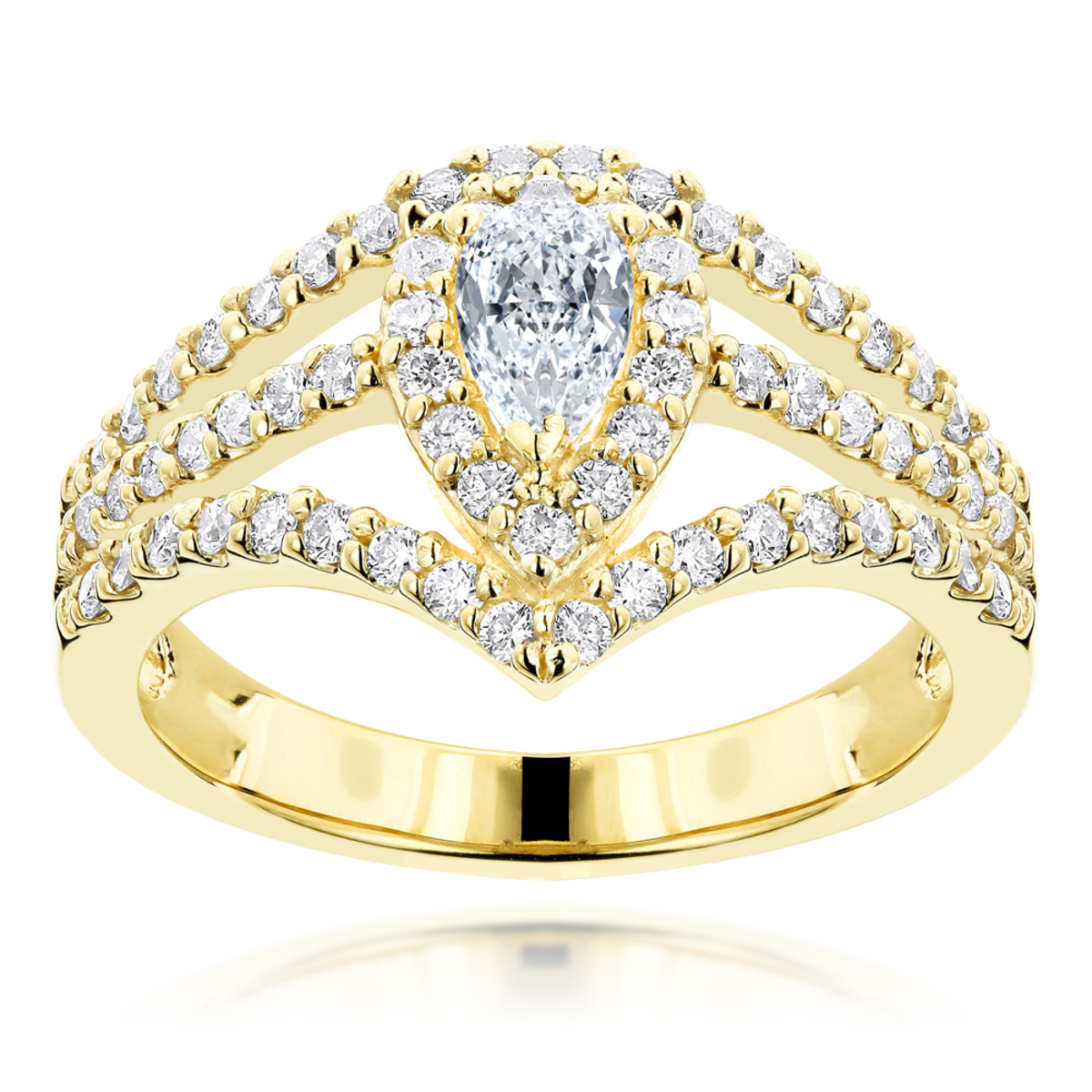 14K Yellow Gold Diamond Unique Engagement Ring 0.94ct 005783