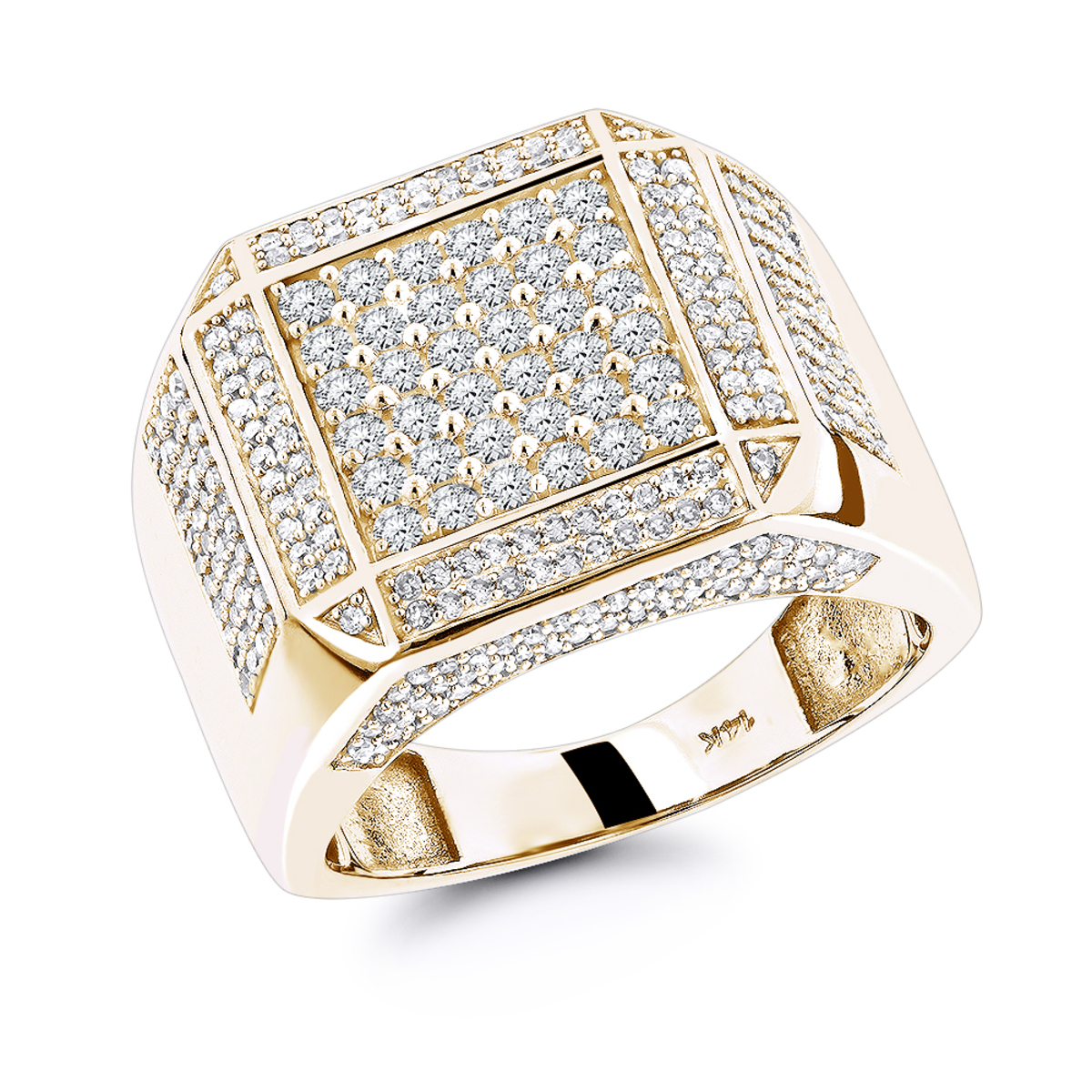 14K Yellow Gold Mens Diamond Ring 1.83ct 405844