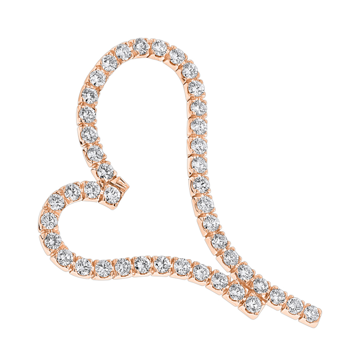 Large Open Hearts: 14K Gold Round Diamond Floating Heart Pendant 4.84ct ...
