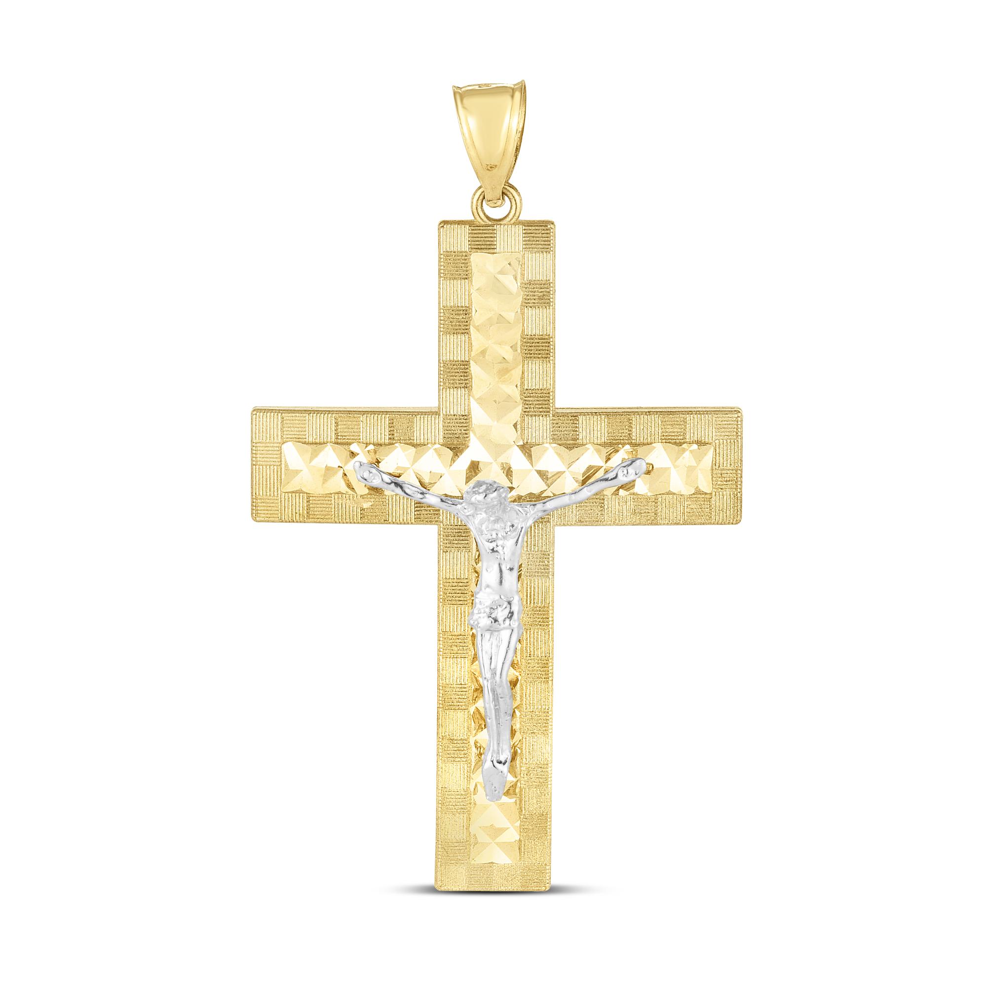 14K White/Yellow Gold Two-tone Cross Pendant 11.3gr for Men and Women ...
