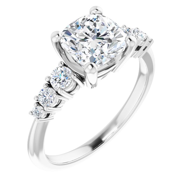 Ariel 2 Carat Cushion Lab Grown Diamond Accented Engagement Ring 14K ...