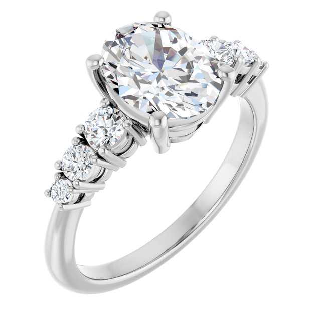 Ariel 2 Carat Oval Lab Grown Diamond Accented Engagement Ring 14K White ...