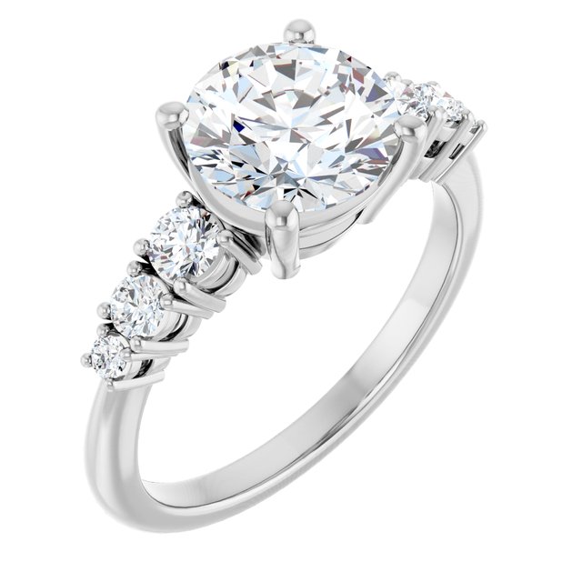 Ariel 2 Carat Round Lab Grown Diamond Accented Engagement Ring 14K ...