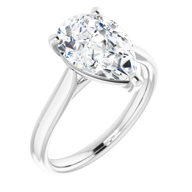 Ava 3 Carat Pear Lab Grown Diamond Solitaire Engagement Ring 14K White ...