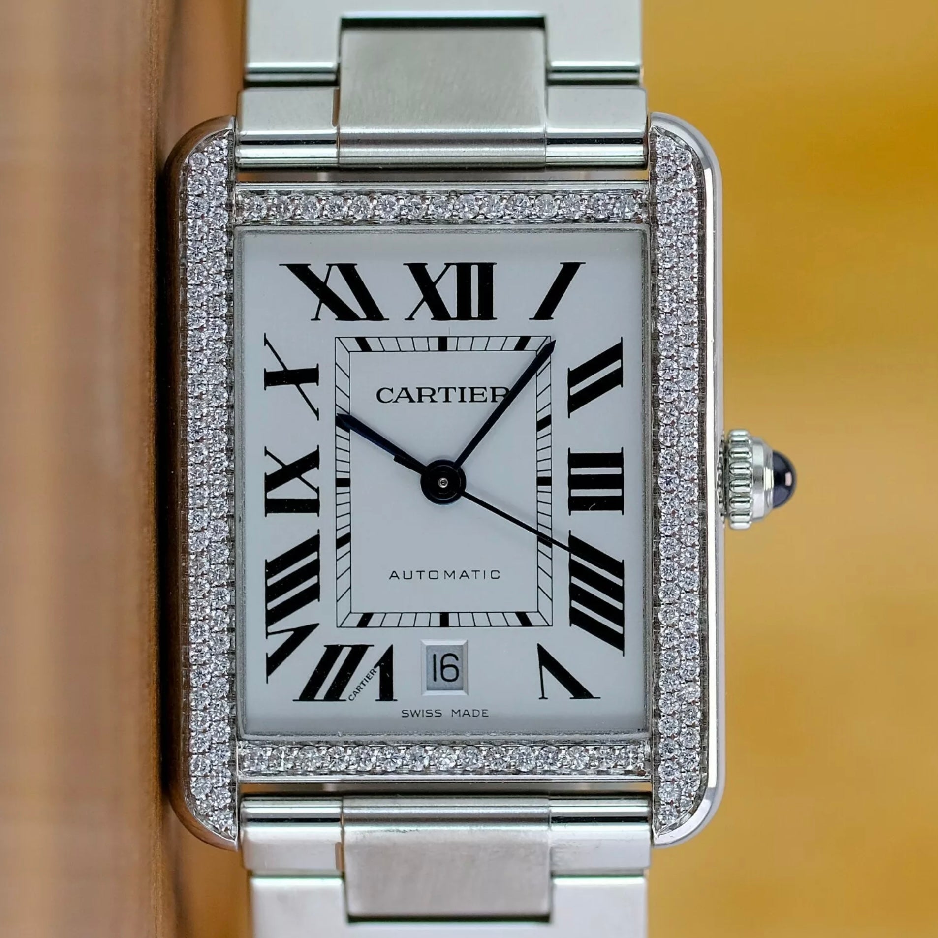 Cartier Tank Solo Stainless Steel Women's Diamond Watch 31mm ~1ct ...