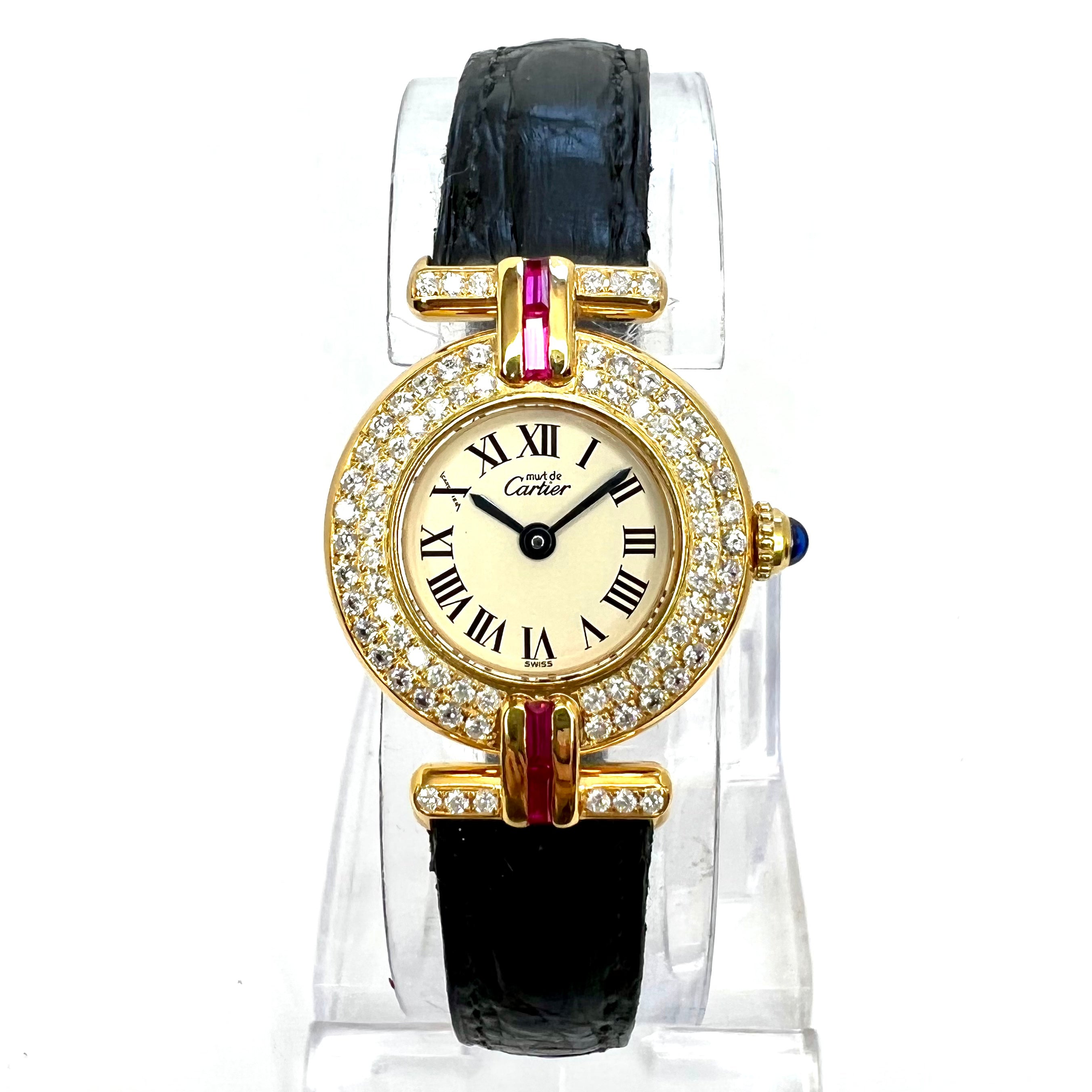 Cartier Vermeil Colisee Gold Diamond Women's Watch 24mm ~1ct - Itshot ...