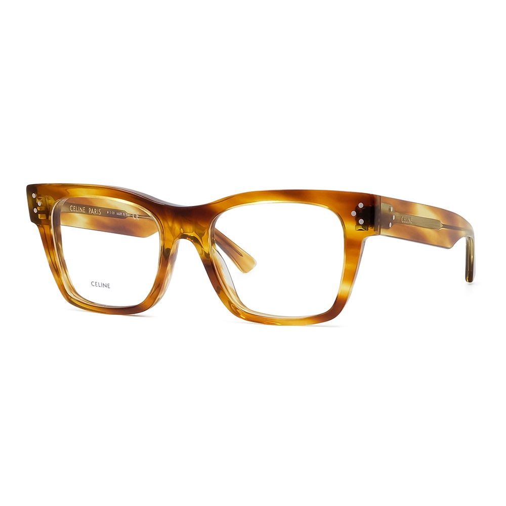 Celine Womens Designer Eyeglasses Square Striped Honey Havana