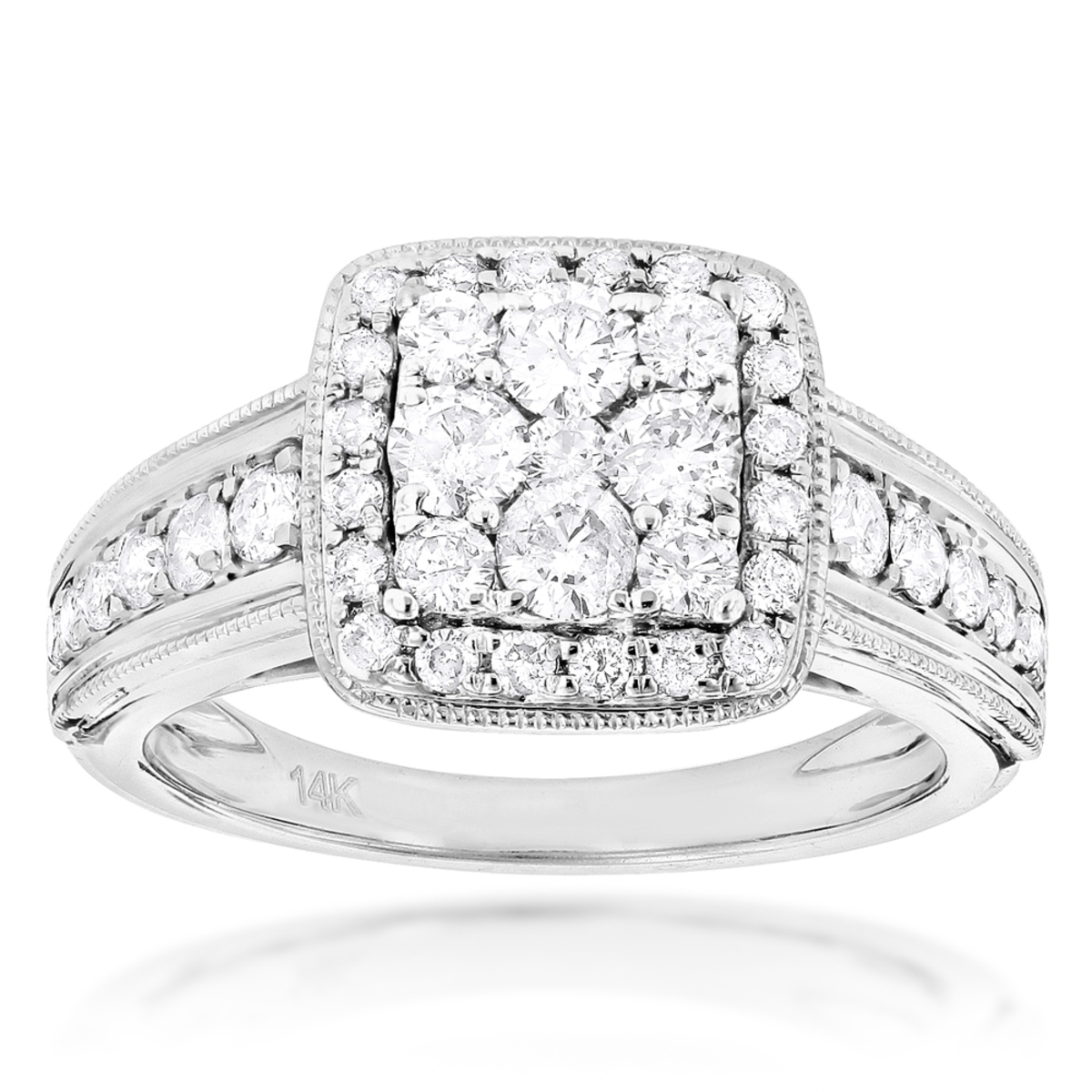 Designer Diamond Engagement Ring 1.29ct 14K White Gold 205101