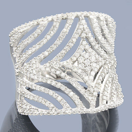 Designer 14K White Gold Cut-Out Diamond Ring 1.40 405892