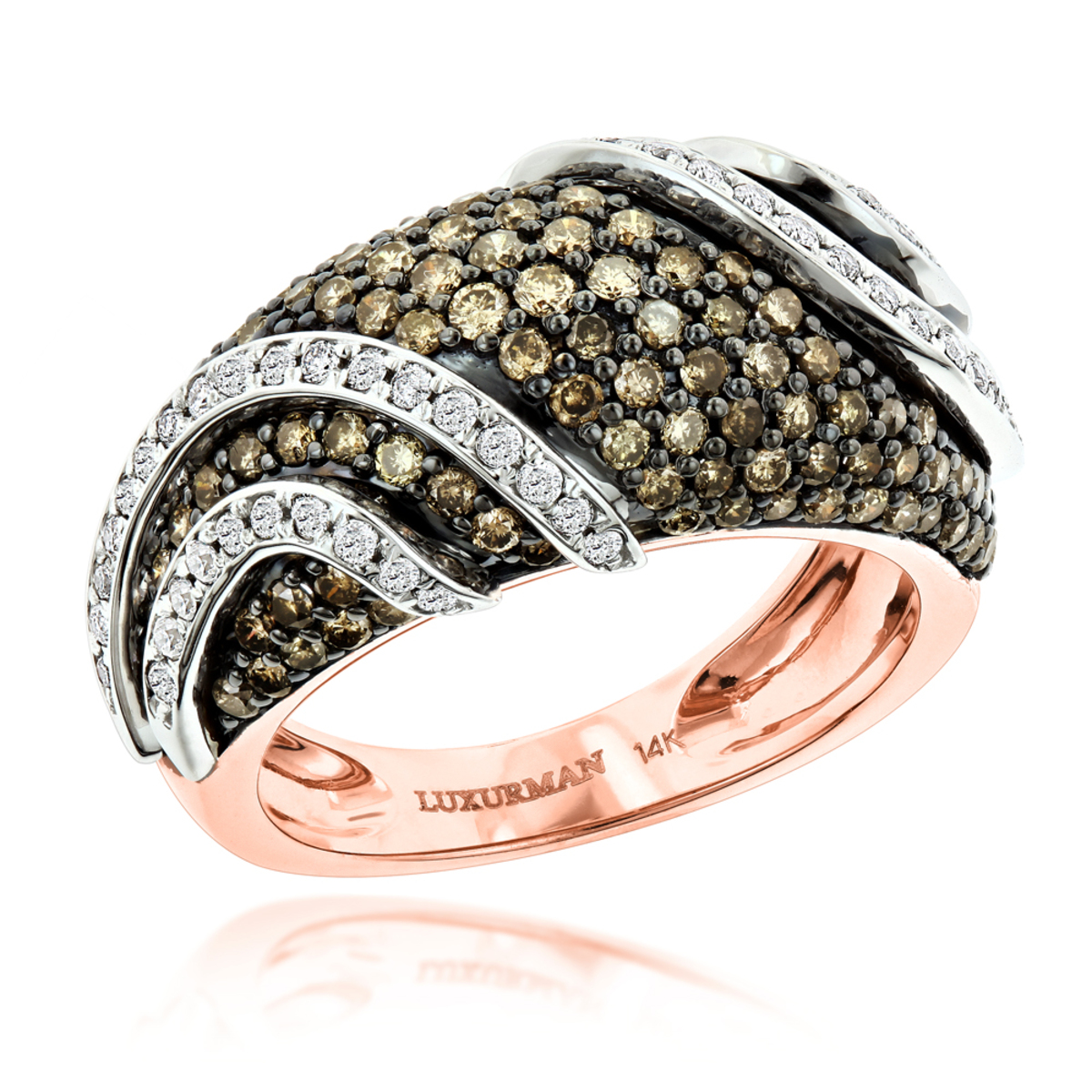 Designer White Brown Diamond Fashion Ring for Women by Luxurman 2ct 802843