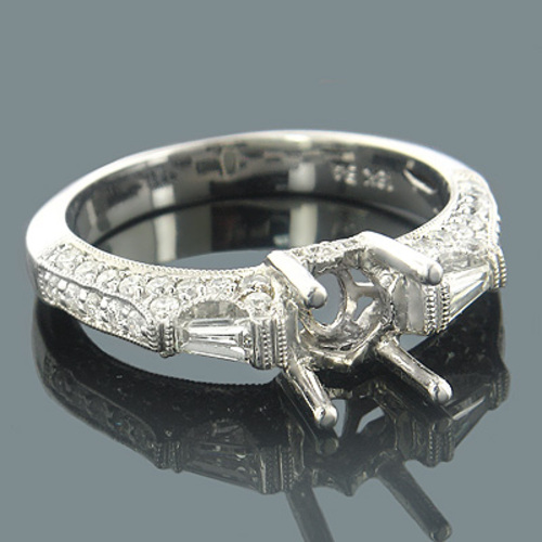 Diamond Engagement Ring Settings 18K White Gold Setting .82ct 800182