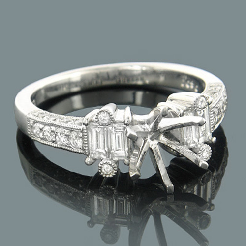 Diamond Engagement Ring Settings 18K White Gold Setting .99ct 800181