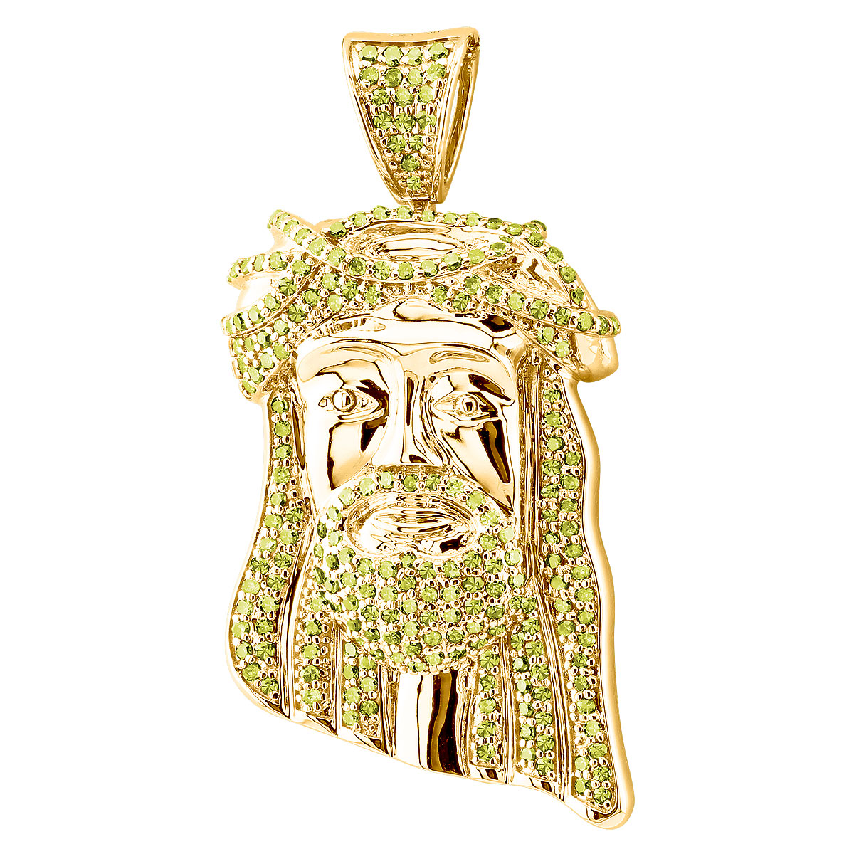 Religious Yellow Diamond Jesus Head Pendant for Men 10K Gold 0.8ct ...