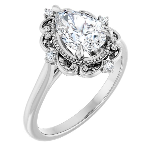 Ember 2 Carat Pear Lab Grown Diamond Vintage-Inspired Engagement Ring ...