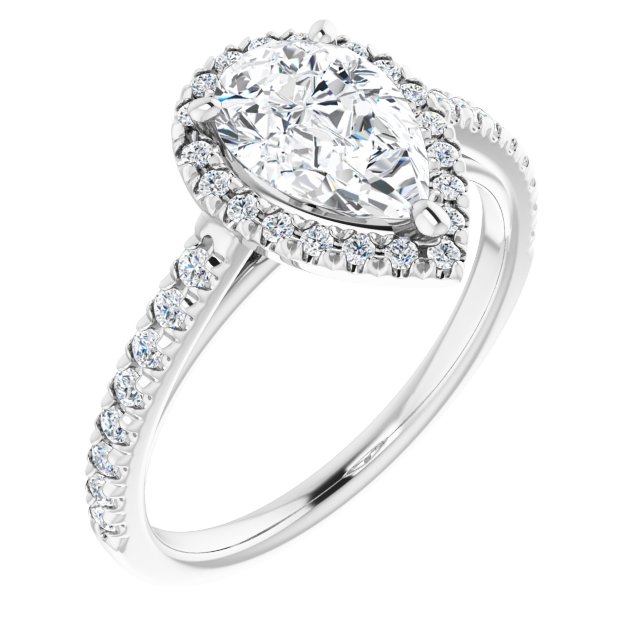 Esther 2 Carat Pear Lab Grown Diamond French-Set Halo-Style Engagement ...