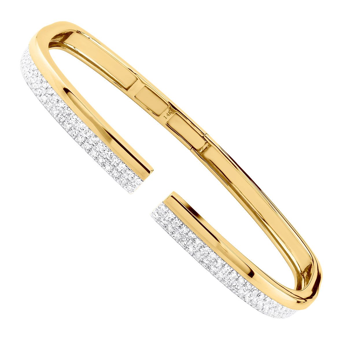 Women's 14K Gold Diamond Open Bangle Bracelet Elegant Design 1ct 803298 ...
