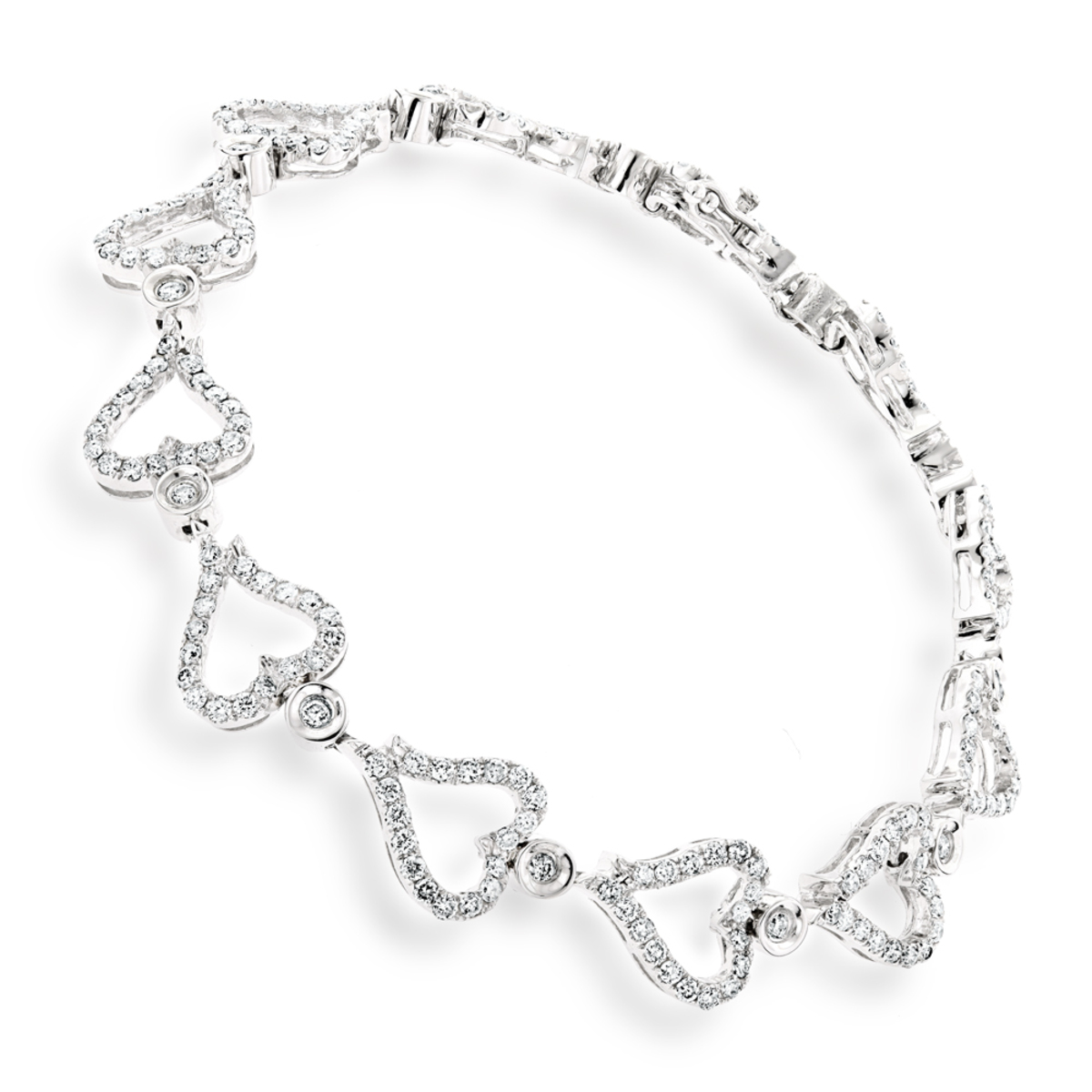 Diamond Heart Bracelet for Women 14K White Gold 3.26ct 890420