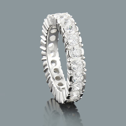 Half Bezel Round Diamond Eternity Band 5ct 14K Gold 000134