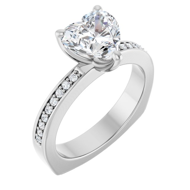 Harper 2 Carat Heart Diamond Accented Euro Shank Engagement Ring 14K ...