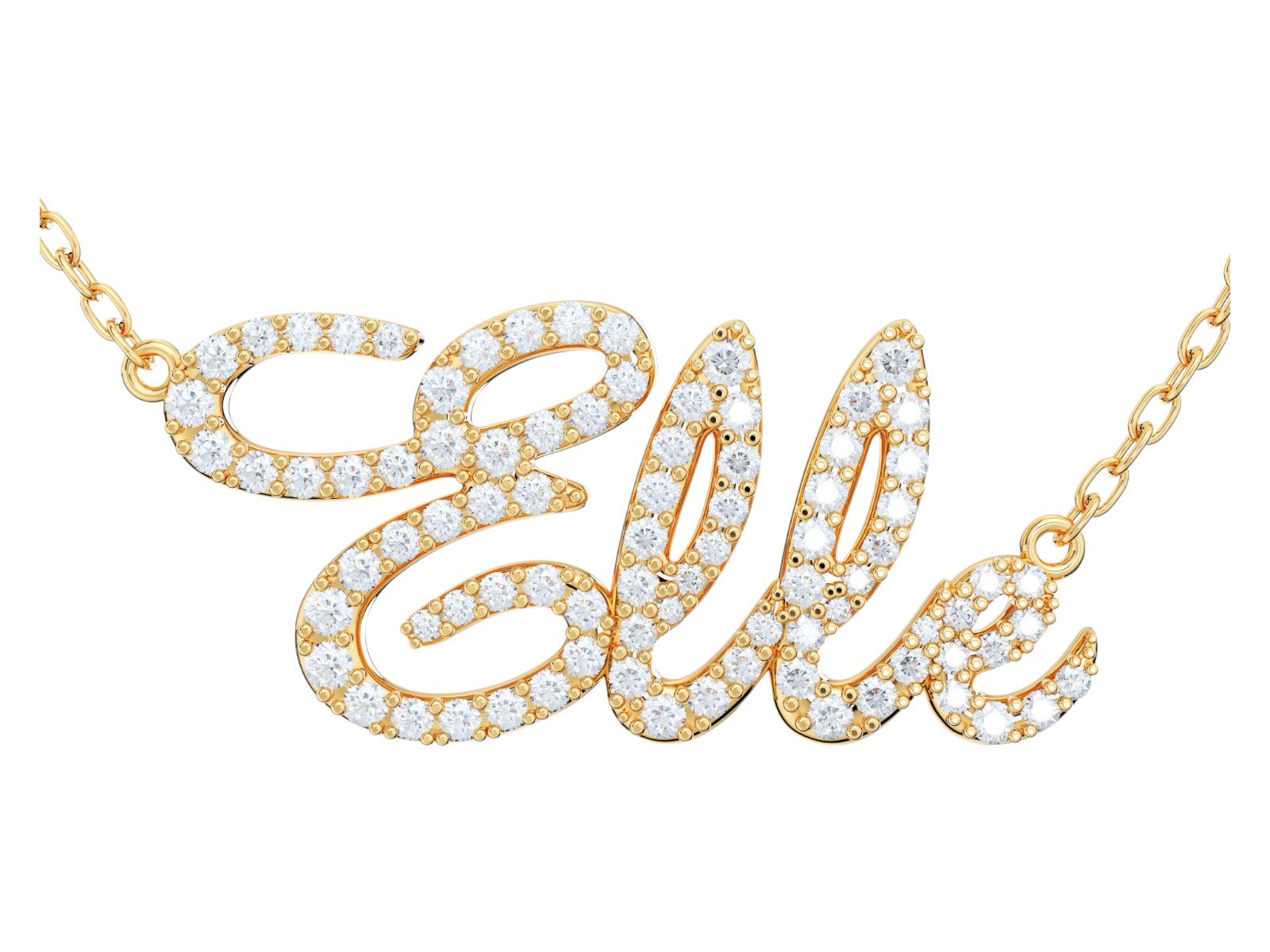 Custom Diamond Name Pendant with Chain for Women 14K Gold Necklace ...