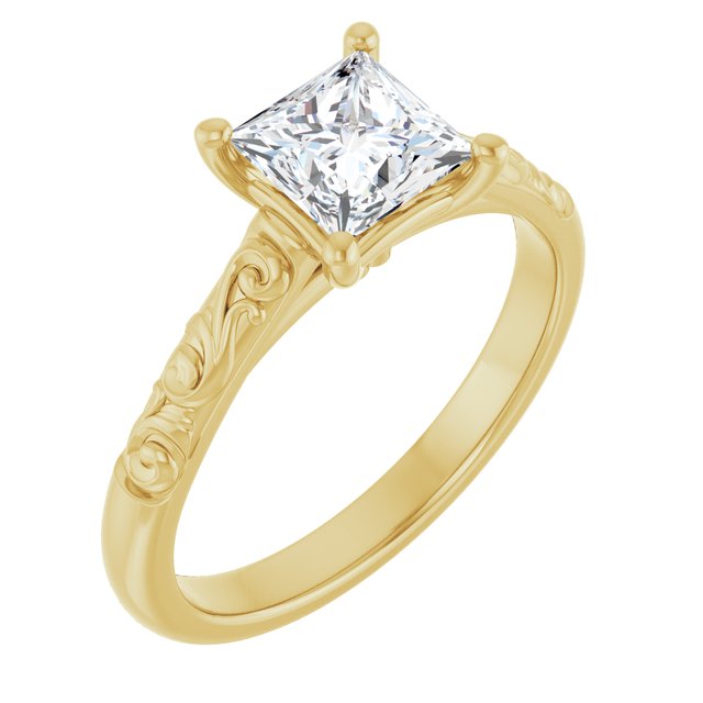 Hope 1 Carat Square Diamond Solitaire Engagement Ring 14K Yellow Gold ...