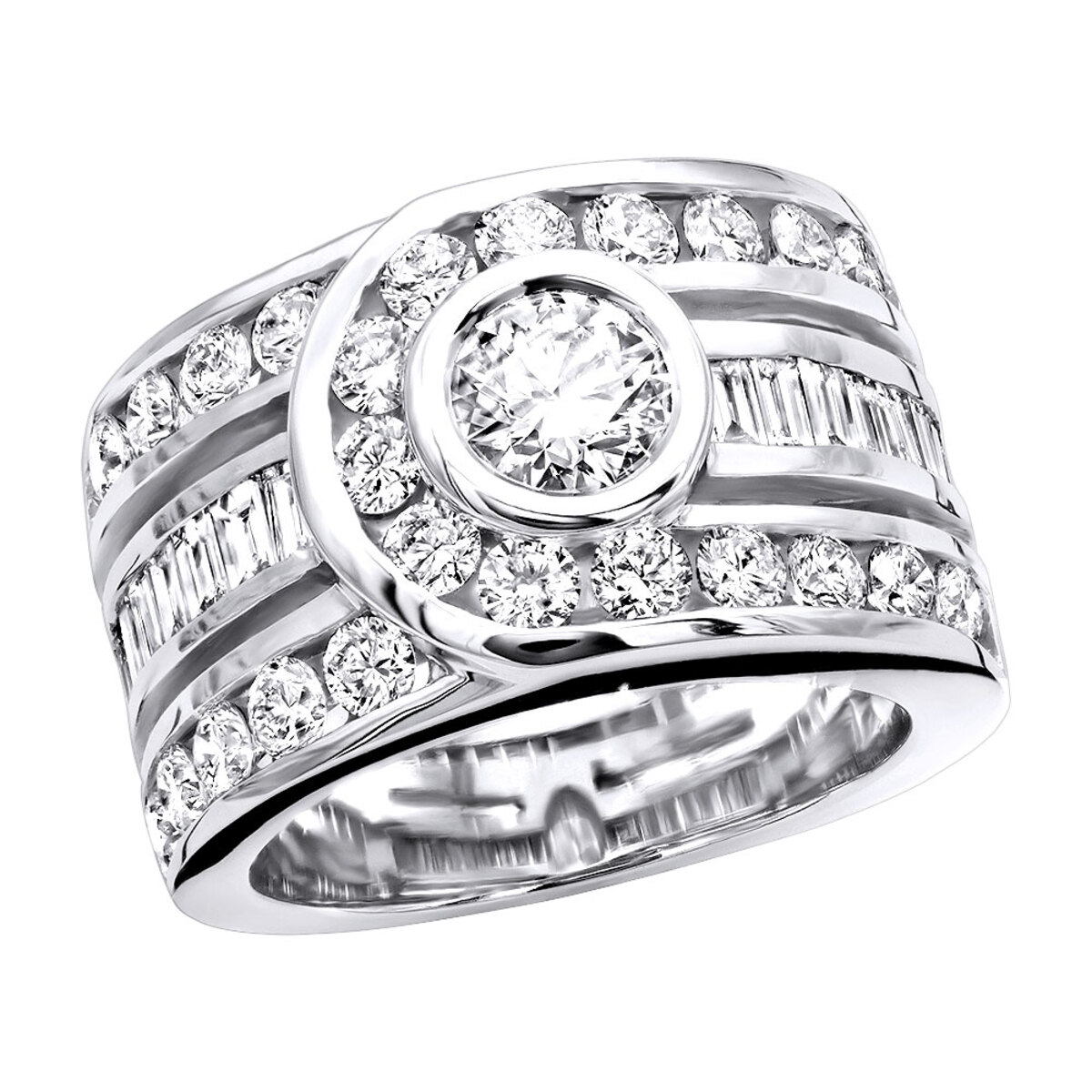 Unique 14K White Gold Right Hand Diamond Ring for Women 3.01ct By ...