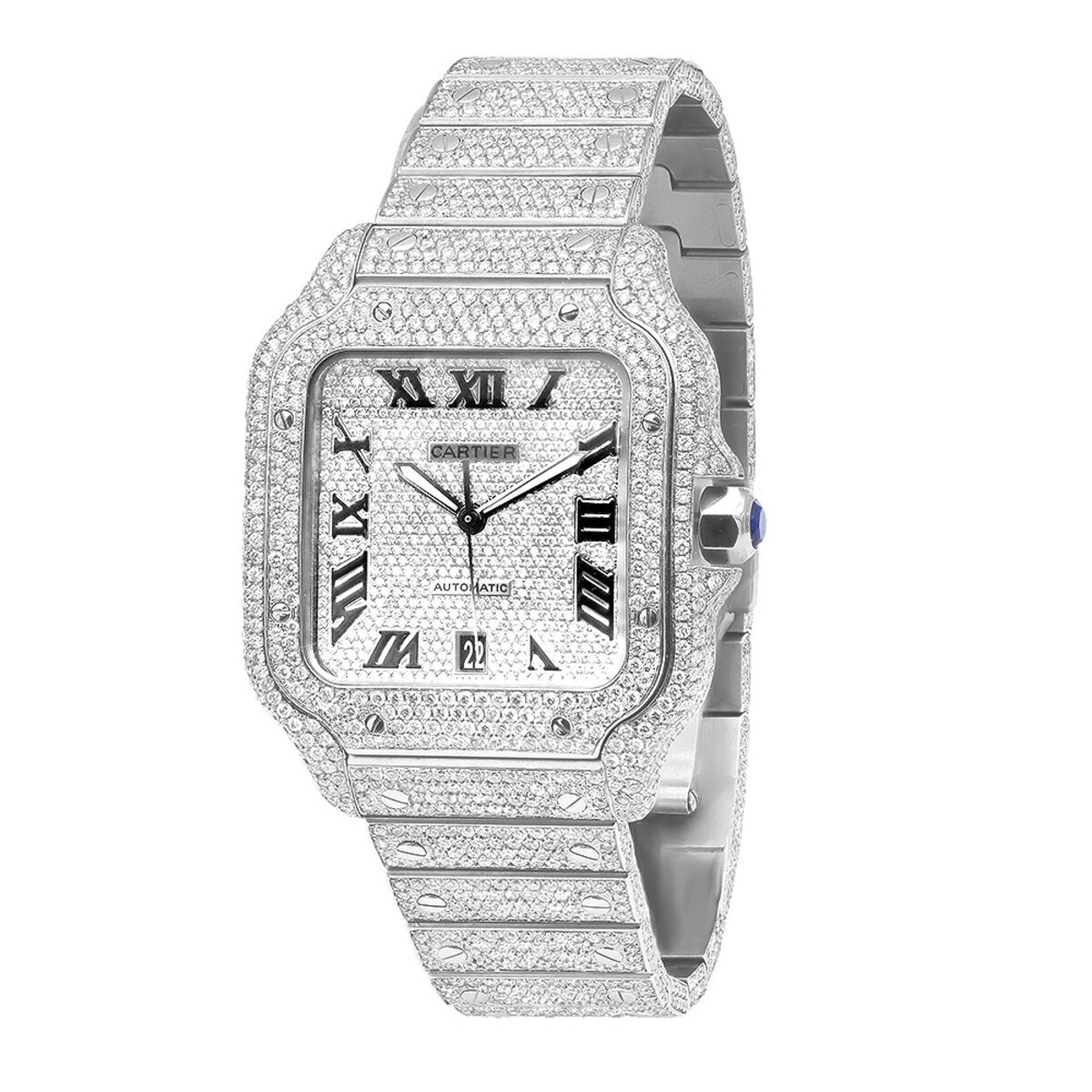Bust Down Cartier Santos 40mm Diamond Watch 968865 - ItsHot Jewelry