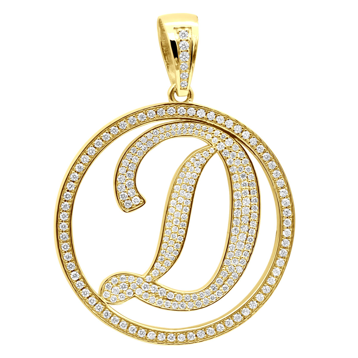 Diamond Initial Pendant for Men 10K Yellow Gold Alphabet Letter Custom Made