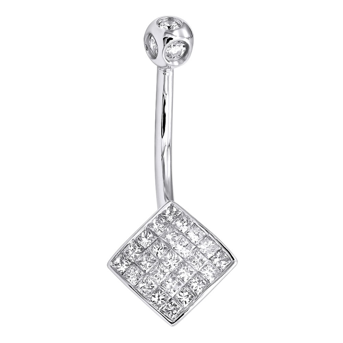 Gold Princess Cut Diamond Belly Button Ring 0.69ct 000126