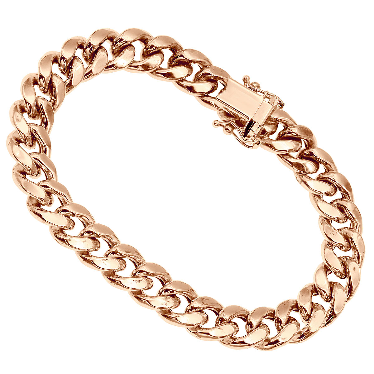 Men's 10K Rose Gold Solid Cuban Link Bracelet CSPS/10ROBM - ItsHot