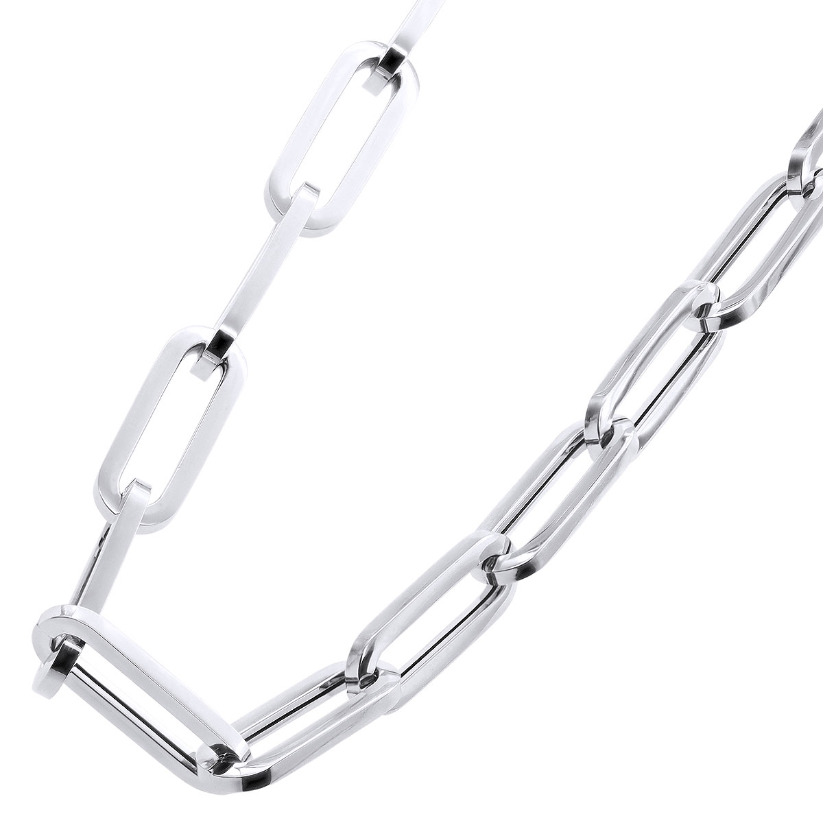 14K White Gold Paperclip Necklace For Women PAPS/14WHWM - ItsHot