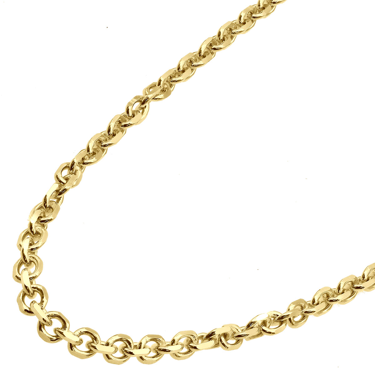 Women's 14K Yellow Gold Solid Diamond Cut Cable Necklace CADS/14YEWM ...
