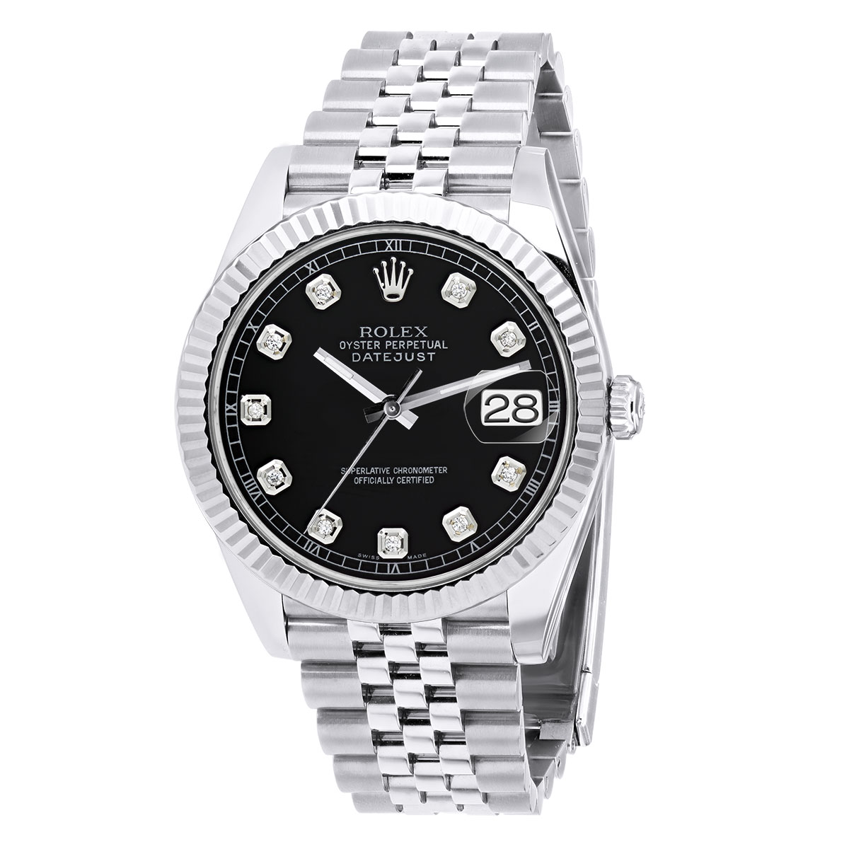 Men's Diamond Watch | Rolex Datejust | 41mm | Black Dial | Jubilee ...