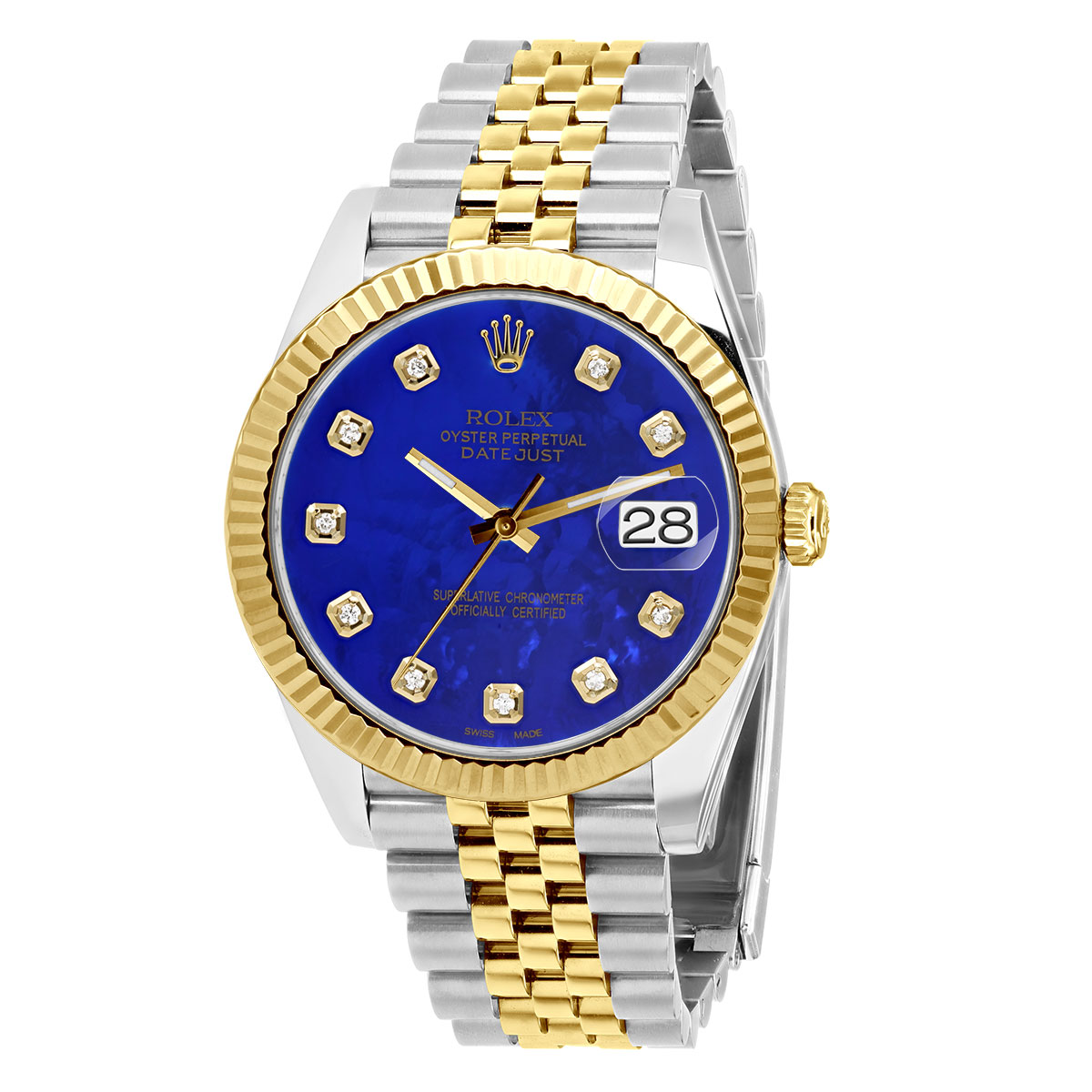 Diamond Watch Rolex Datejust 41mm Blue Mother Of Pearl Dial - for Men ...