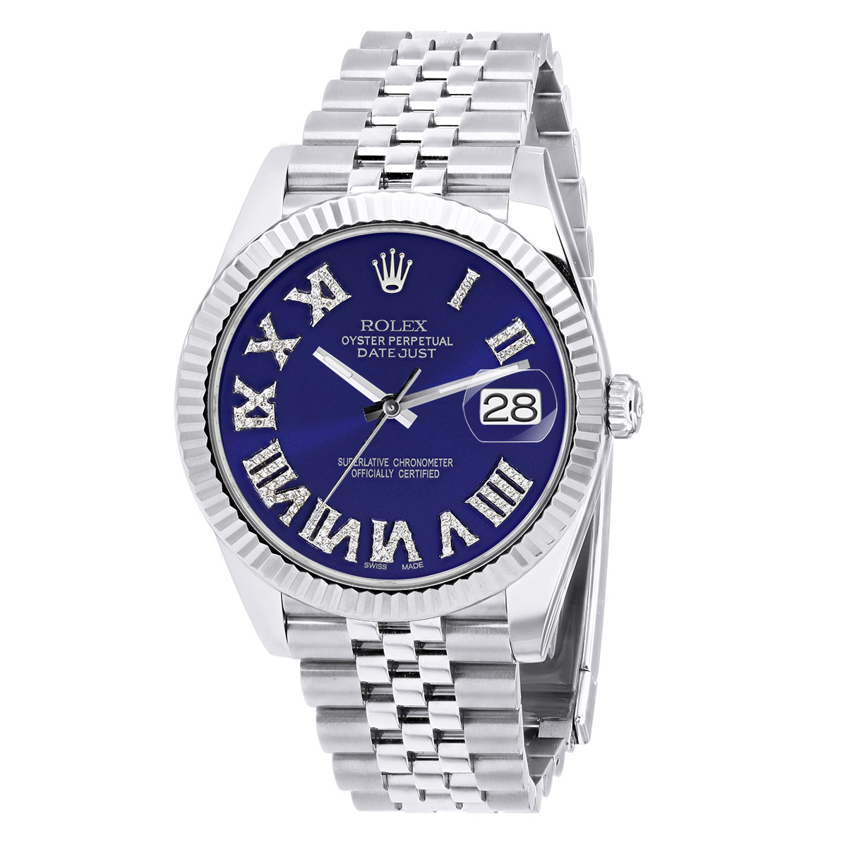 Diamond Watch Rolex Datejust 41mm Dark Blue Roman Numerals Dial - for ...