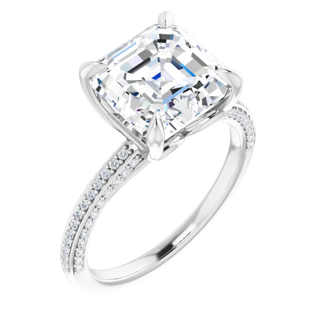 Jade 4 Carat Asscher Lab Grown Diamond Accented Engagement Ring 14K ...