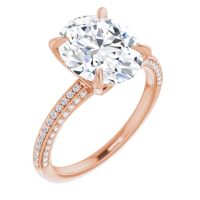 Jade 4 Carat Oval Lab Grown Diamond Accented Engagement Ring 14K Rose ...