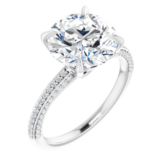 Jade 4 Carat Round Lab Grown Diamond Accented Engagement Ring 14K White ...