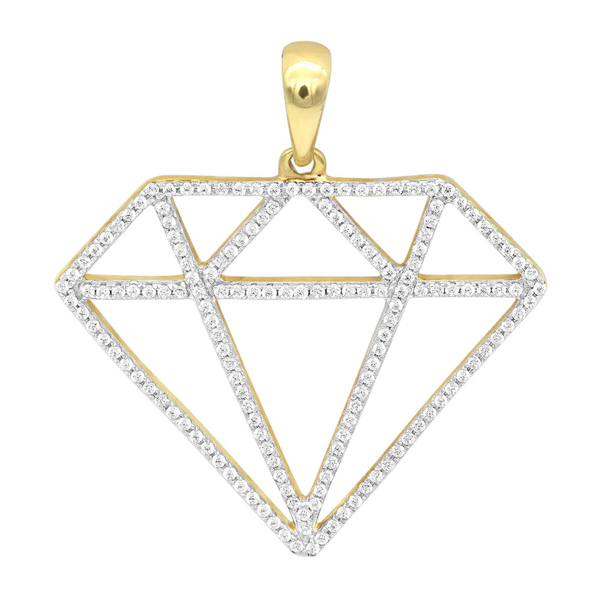 Large Size Diamond Shape Charm Pendant 0.5CT 14K Yellow Gold by ...