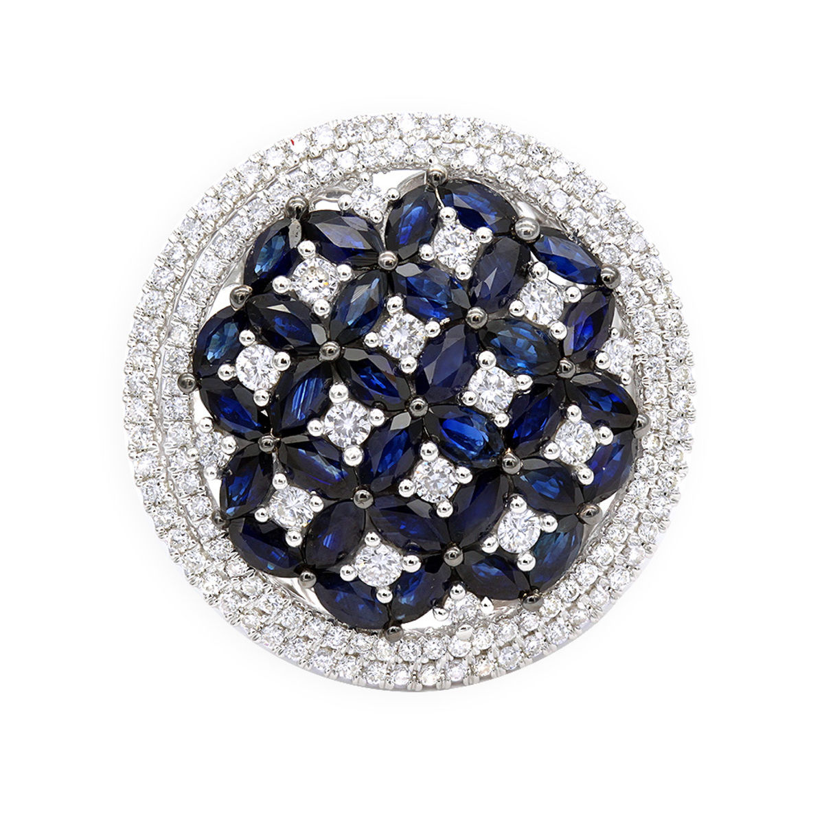 Unique Diamond Right Hand Ring for Women w Sapphires 14K White Gold ...