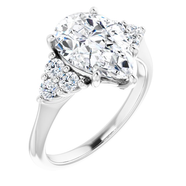 Josie 3 Carat Pear Lab Grown Diamond Accented Engagement Ring 14K White ...