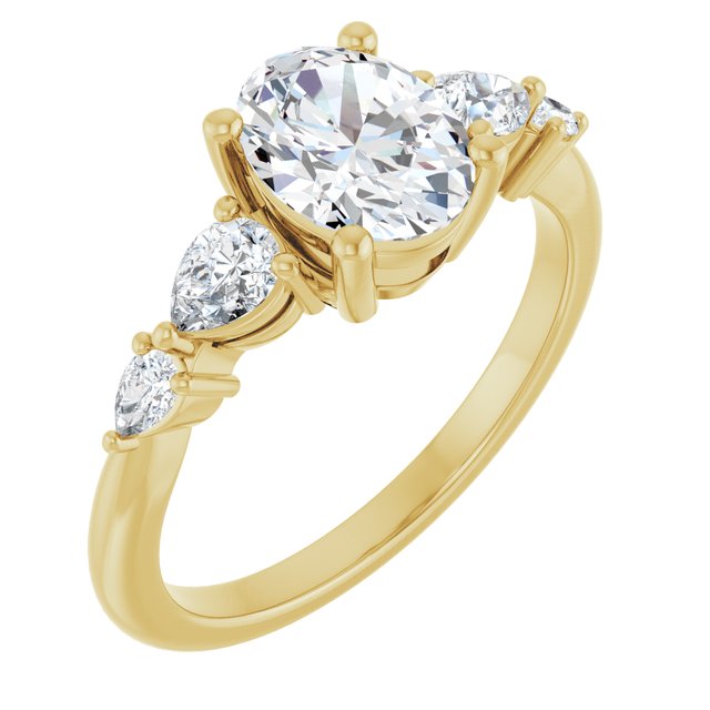 Kali 1 Carat Oval Diamond Accented Engagement Ring, 14k White Gold ...