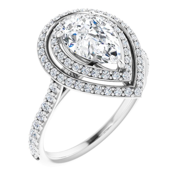 Maggie 2 Carat Pear Lab Grown Diamond Double Halo-Style Engagement Ring ...