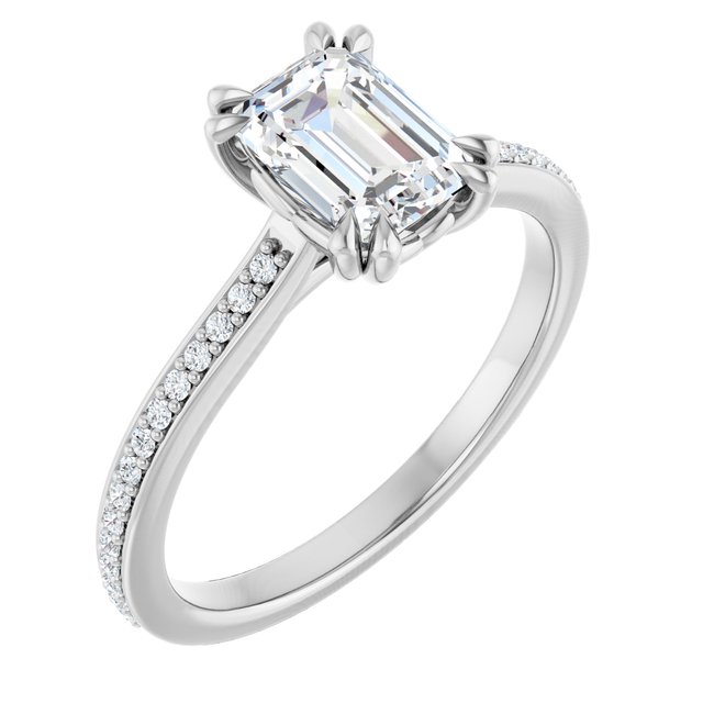 Mariana 1 Carat Emerald Diamond Solitaire Engagement Ring 14K White ...