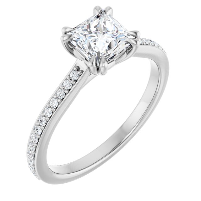 Mariana 1 Carat Square Diamond Solitaire Engagement Ring 14K White Gold ...