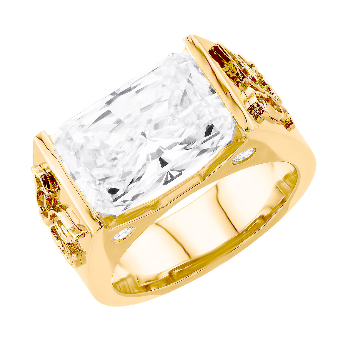 Unique Large 10 Carat Radiant Cut Lab Diamond Solitaire Ring for Men ...