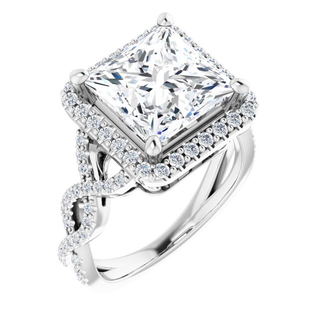 Naomi 4 Carat Square Lab Grown Diamond Infinity-Inspired Halo-Style ...