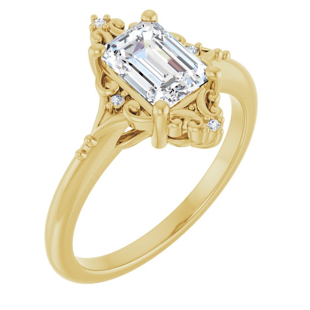 Octavia 1 Carat Emerald Diamond Accented Engagement Ring, 14k White ...