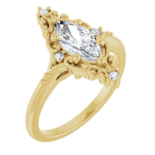 Octavia 1 Carat Marquise Diamond Accented Engagement Ring 14K Yellow ...